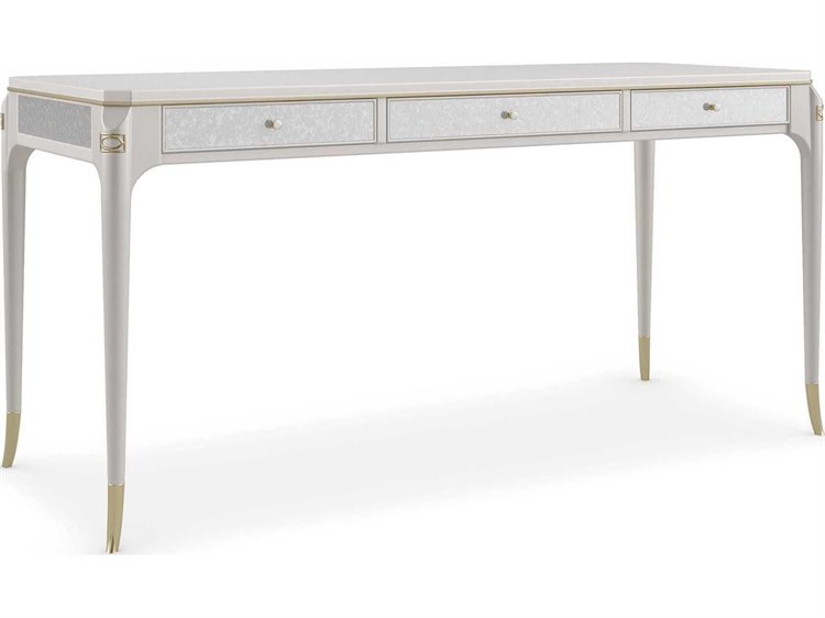Caracole Classic Sincerely Yours Stardust Platinum White Birch Wood Writing Desk | CACCLA021451