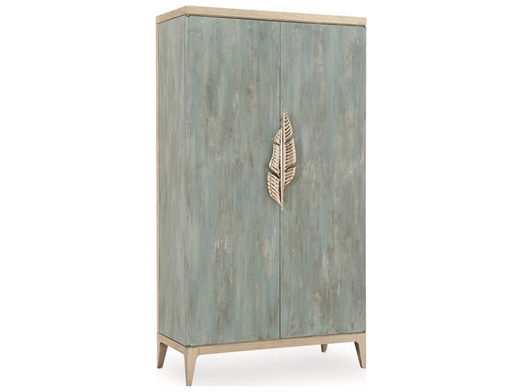 Caracole Classic Watercolours Aqua Green Armoire Desk with Leaf Motif ...