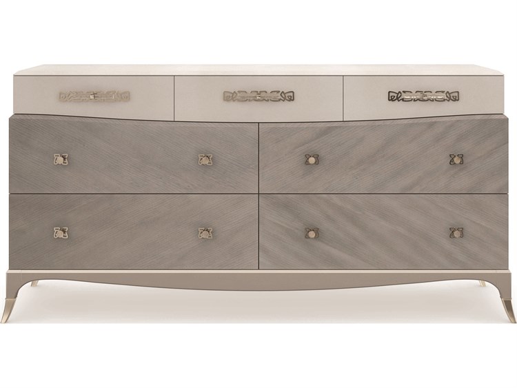 Caracole Classic Tempo 7-Drawers Gray Birch Wood Double Dresser ...