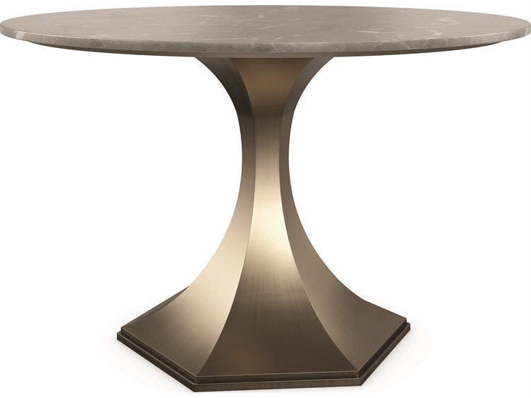 Caracole Classic Top Brass Round Marble Afterglow Brushed Antique Brass ...