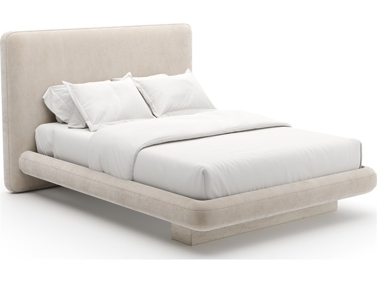 Caracole Overlap Beige Upholstered Queen Platform Bed | CACCLA425V101