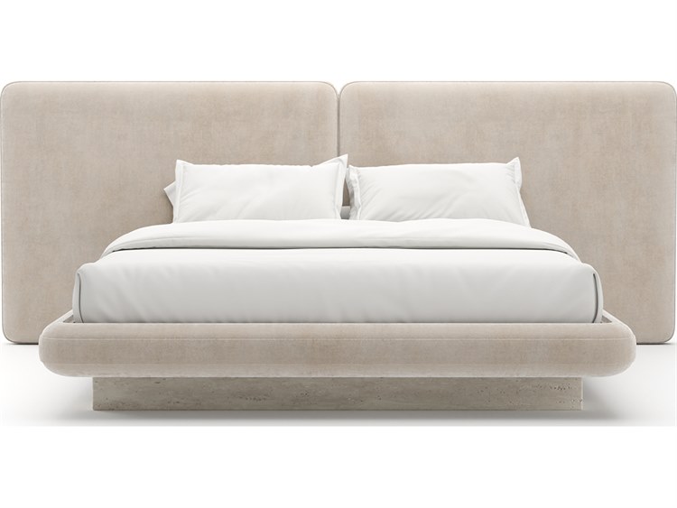 Caracole Overlap Beige Upholstered King Platform Bed | CACCLA425V128