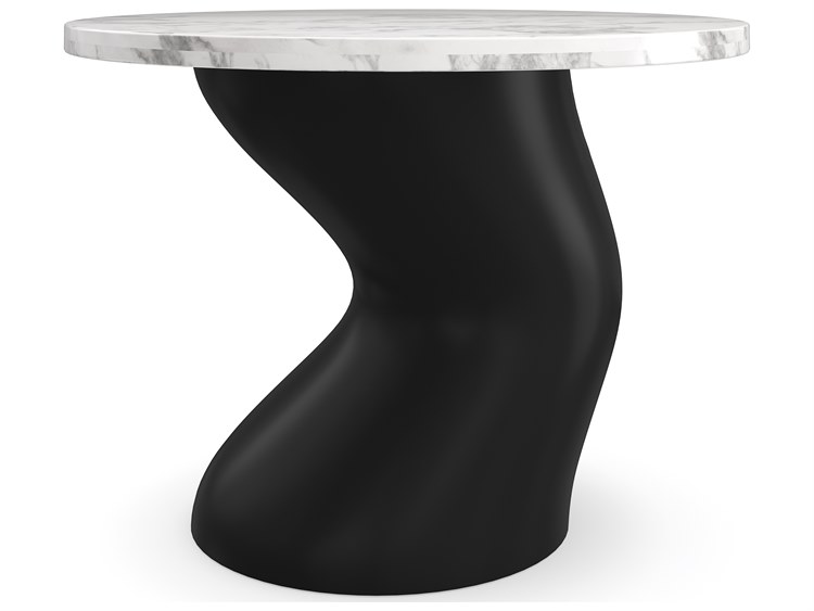 Caracole Kelly Hoppen Jose Round Stone Matte Black Dining Table ...