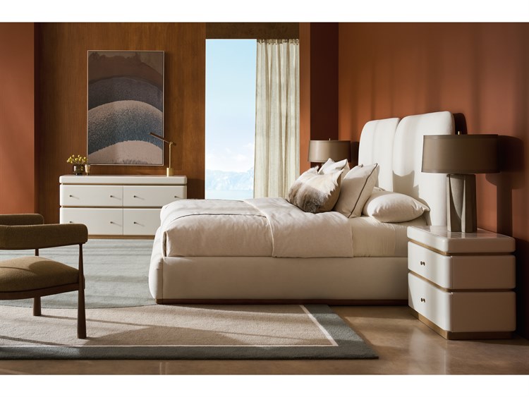 Caracole Modern Resort Malta Toasted Pecan Beige Birch Wood Upholstered ...