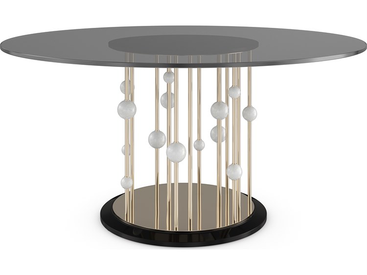 Caracole Signature Debut Orbit Round Glass Whisper Of Gold Dining Table ...