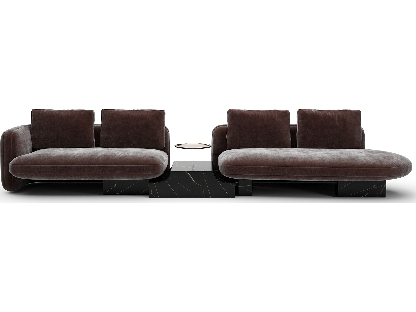 Caracole Overlap Brown Upholstered Sectional Sofa | CACUPH425VSEC1A