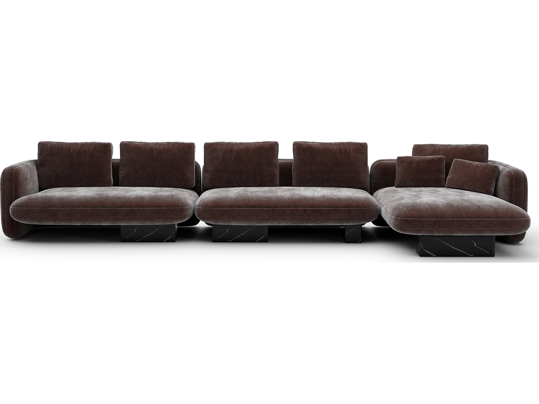 Caracole Overlap Brown Upholstered Sectional Sofa | CACUPH425VSEC3A