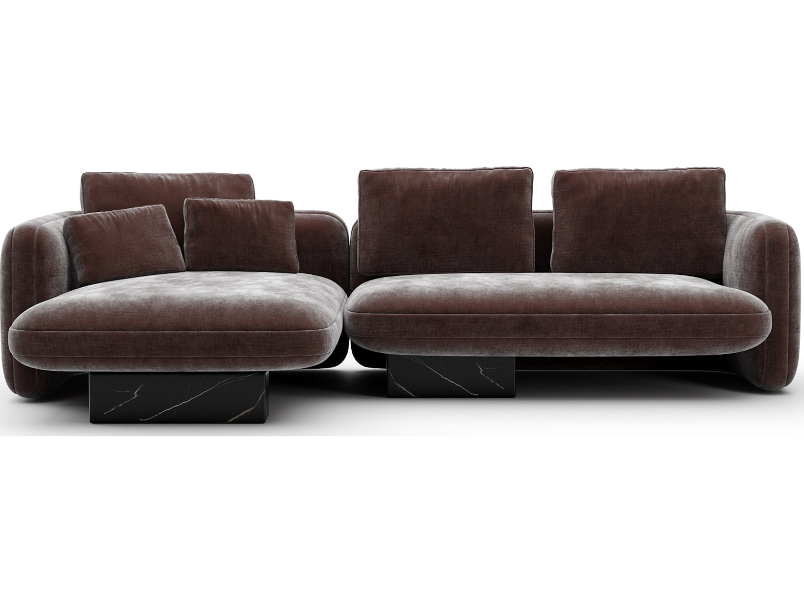 Caracole Overlap Brown Upholstered Sectional Sofa | CACUPH425VSEC6A