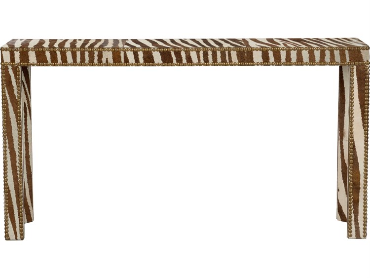 Chelsea House Rectangular Leather Zebra Print Console Table | CH370413