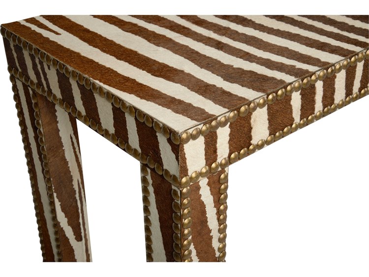 Chelsea House Rectangular Leather Zebra Print Console Table | CH370413