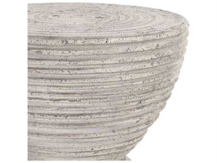 Classic Home Outdoor Corey Rough Light Grey Concrete Round End Table ...