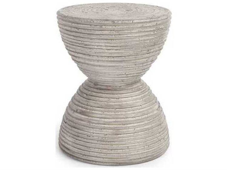 Classic Home Outdoor Corey Rough Light Grey Concrete Round End Table ...