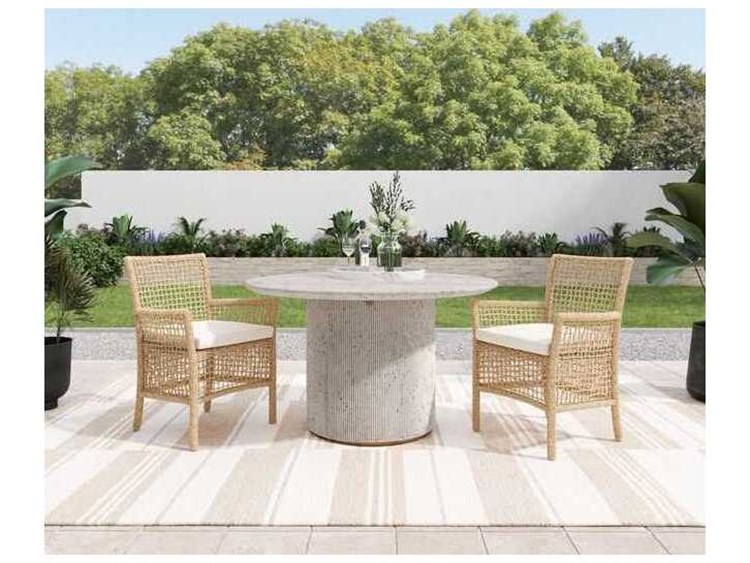 Classic Home Outdoor Debbie Light Grey Concrete Round Dining Table ...