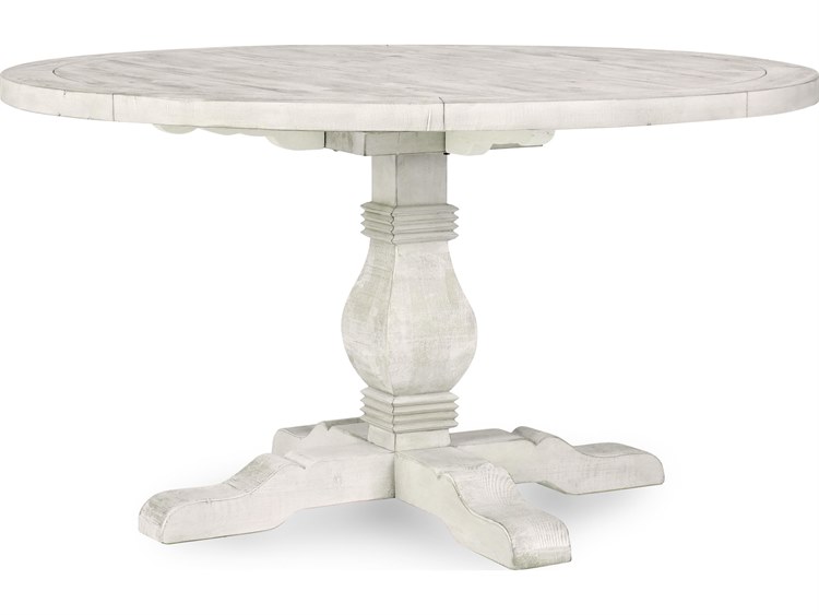 Classic Home Caleb Round Wood Distressed Ivory Dining Table | CLH51031088
