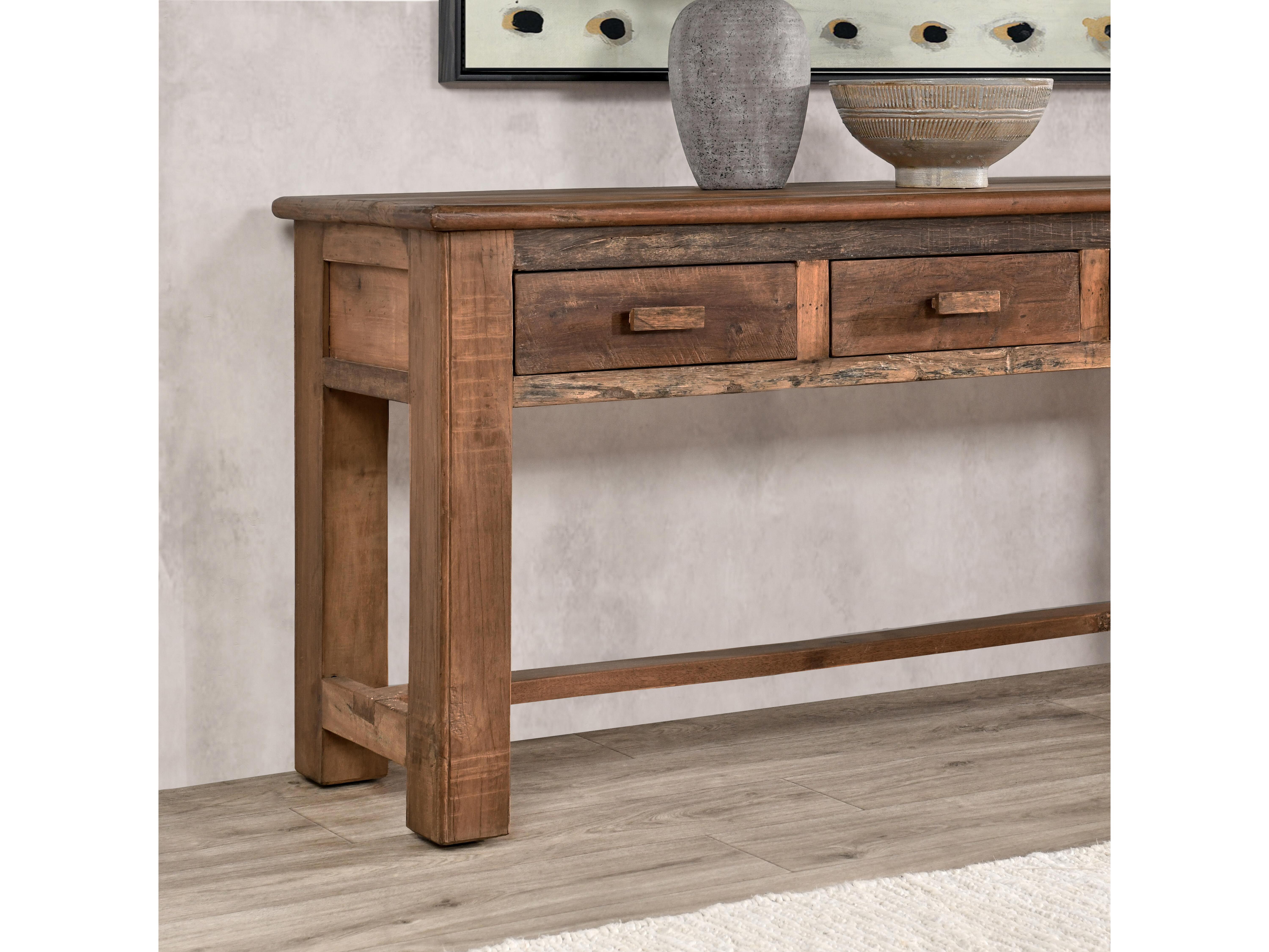 Classic Home Ezra Rectangular Wood Natural Console Table | CLH59012107