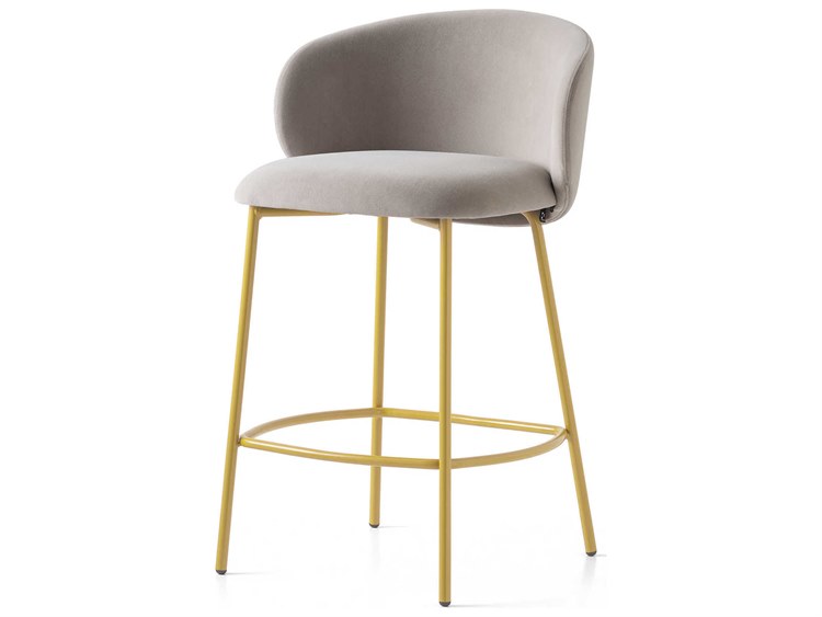 Connubia Tuka Fabric Upholstered Sand Painted Brass Counter Stool ...
