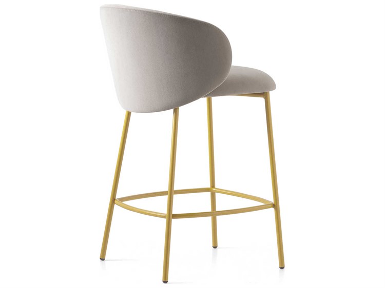 Connubia Tuka Fabric Upholstered Sand Painted Brass Counter Stool ...