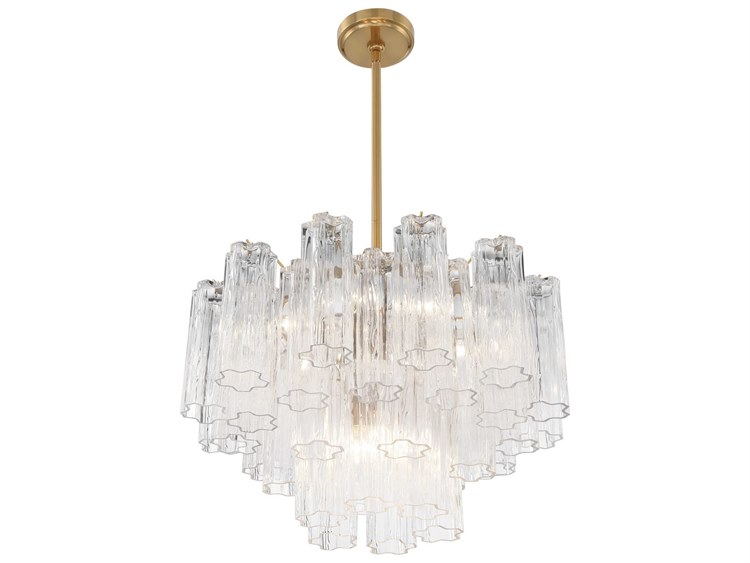 Crystorama Addis 22" Wide 9-Light Aged Brass Glass Candelabra Geometric ...