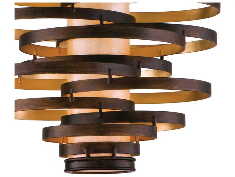 Corbett Lighting Vertigo 3-Light Bronze With Gold Leaf Glass Pendant ...