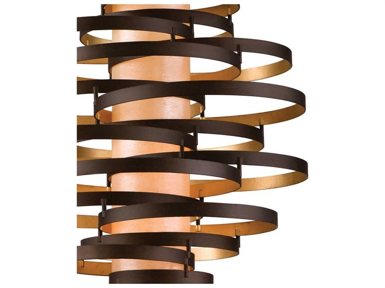 Corbett Lighting Vertigo 4-Light Bronze With Gold Leaf Glass Pendant ...