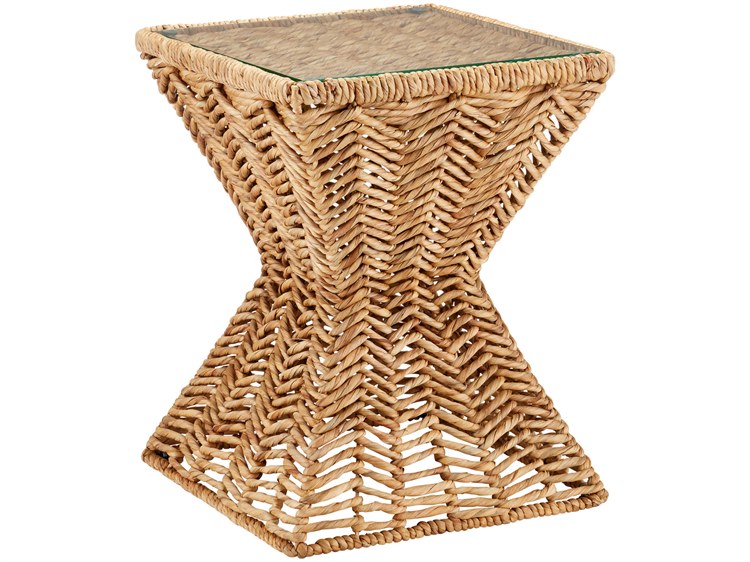 Currey & Company Hadi 18" Square Glass Natural Clear End Table | CY30000287