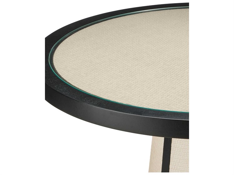Currey & Company Deanna 38" Round Wood Ivory Black Foyer Table | CY30000302