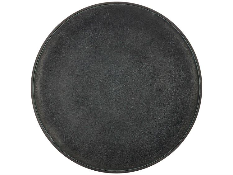 Currey & Company Janil 19" Round Glass Graphite End Table | CY40000191