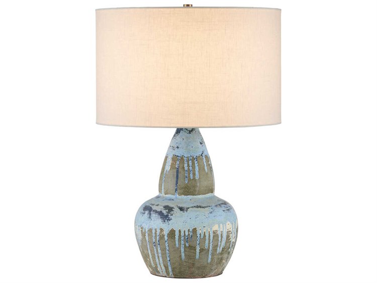 Currey & Company Catania Antique Blue Drip Buffet Lamp | CY60001054