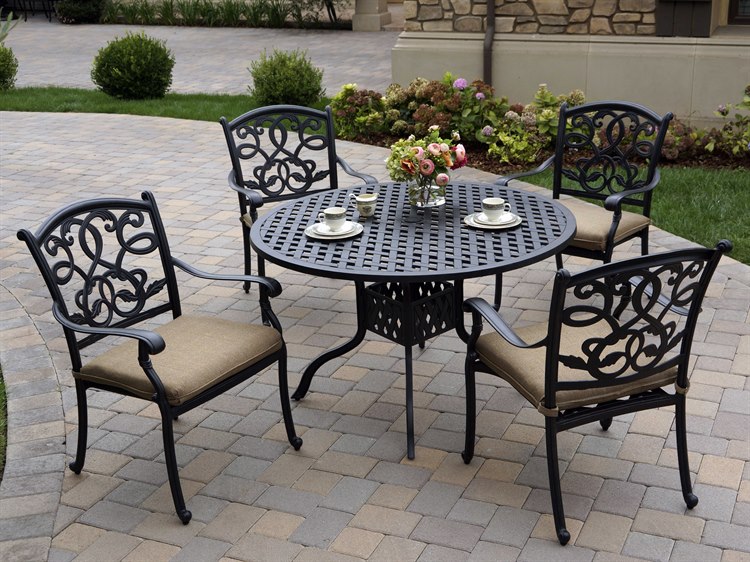 Darlee Outdoor Living Santa Monica Cast Aluminum Antique Bronze 5 Piece ...