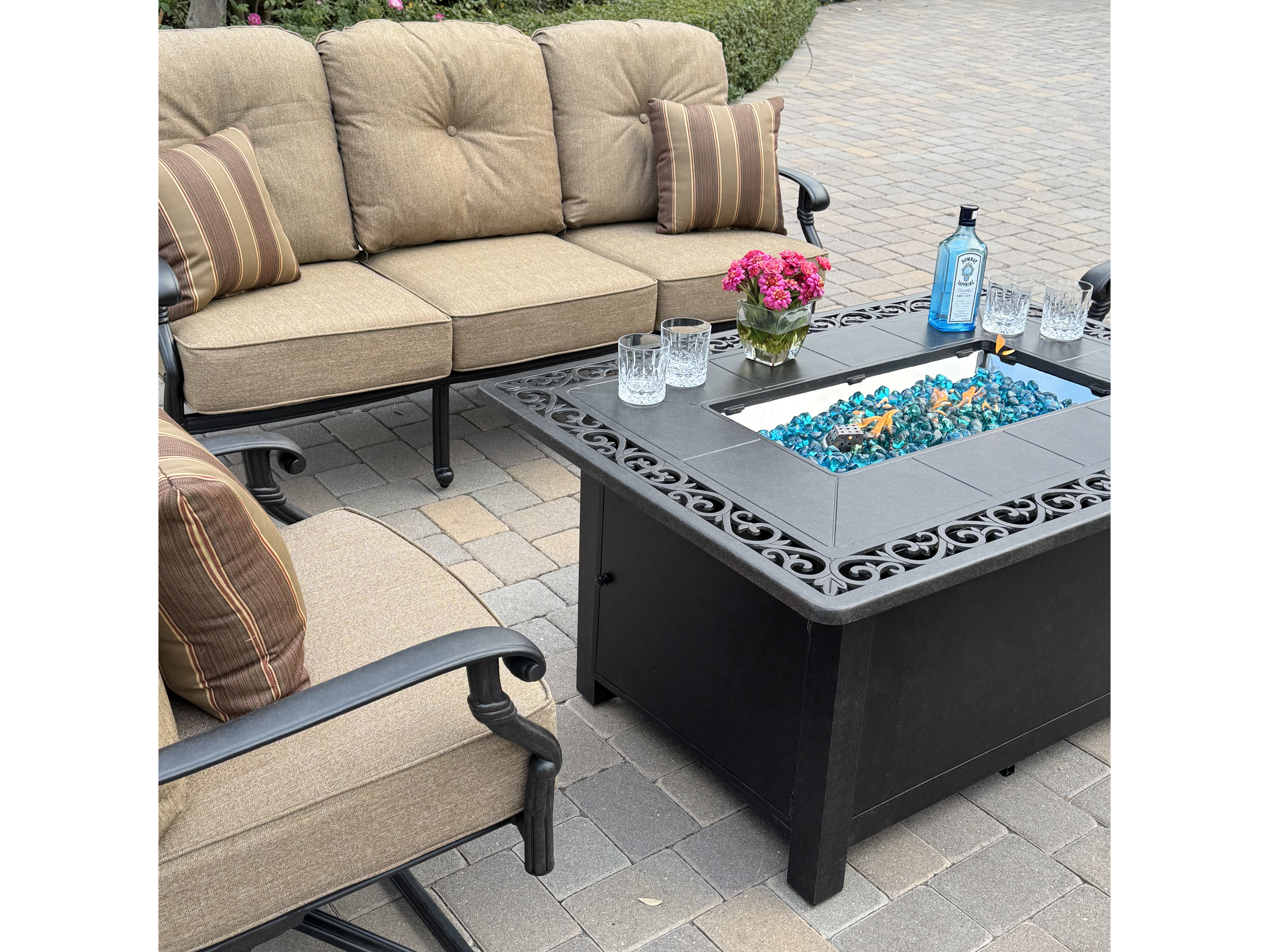 Darlee Outdoor Living Santa Monica Cast Aluminum 4-Piece Conversation ...