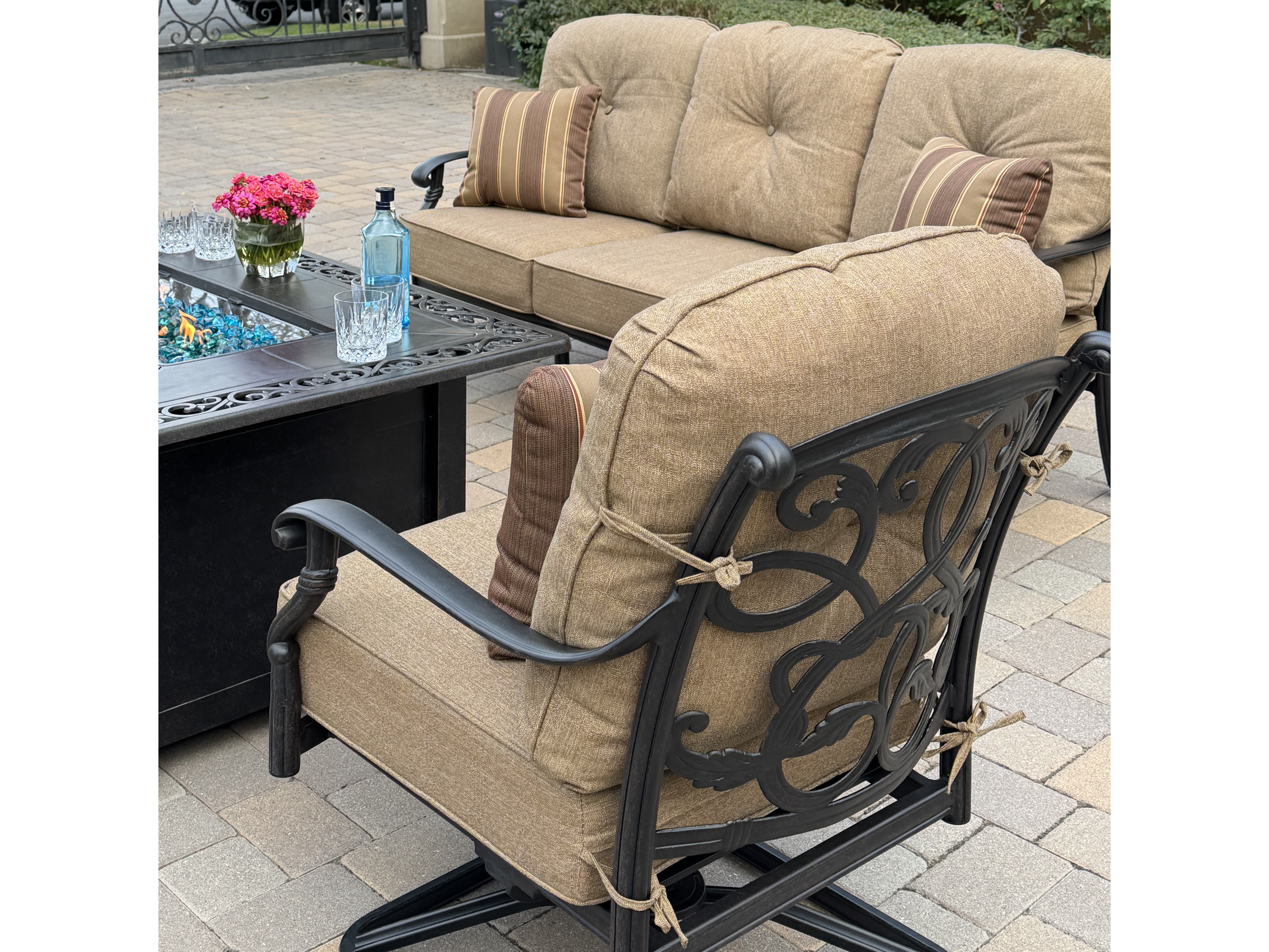 Darlee Outdoor Living Santa Monica Cast Aluminum 4-Piece Conversation ...