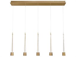 Visual Comfort Modern Pench 1-Light Natural Brass Linear Island Pendant ...