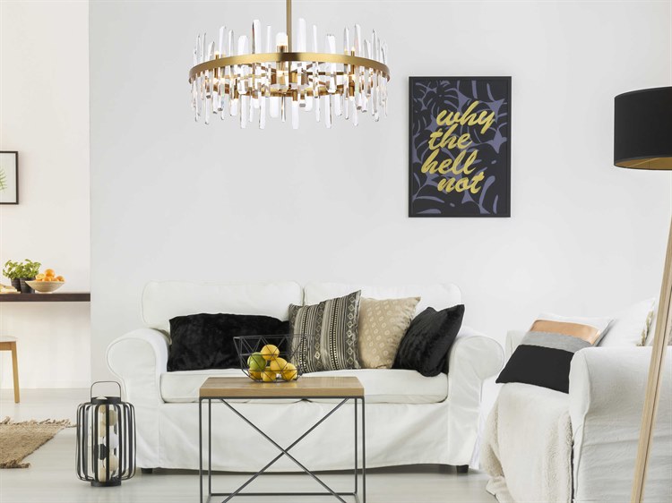 Elegant Lighting Serena 16-Light6-Light Satin Gold Crystal Linear ...
