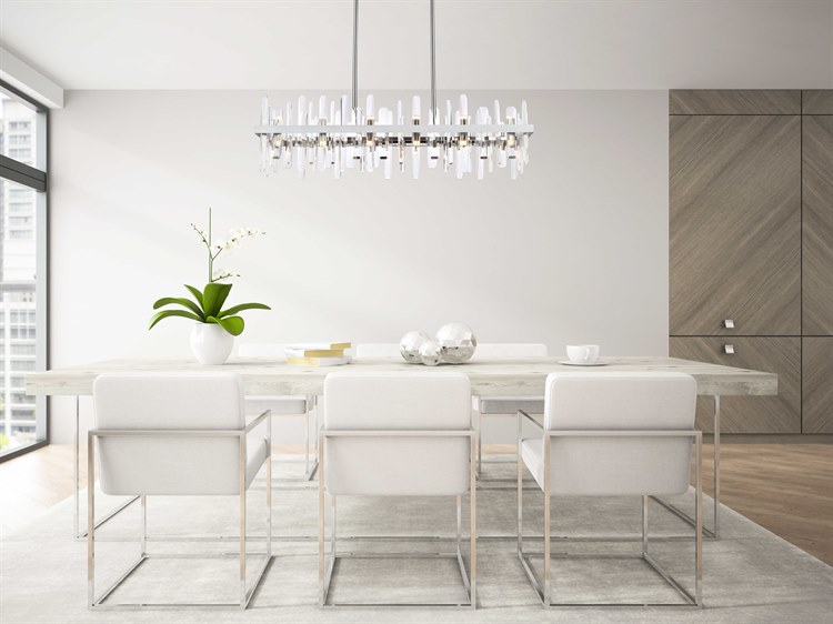 Elegant Lighting Serena 24-Light Chrome Crystal Linear Island Pendant ...