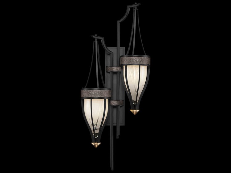 Fine Art Handcrafted Lighting Mirage 2-Light Black Iron Traditional ...