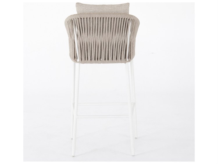 Four Hands Outdoor Solano White Aluminum Ivory Rope Resin Bar Stool ...