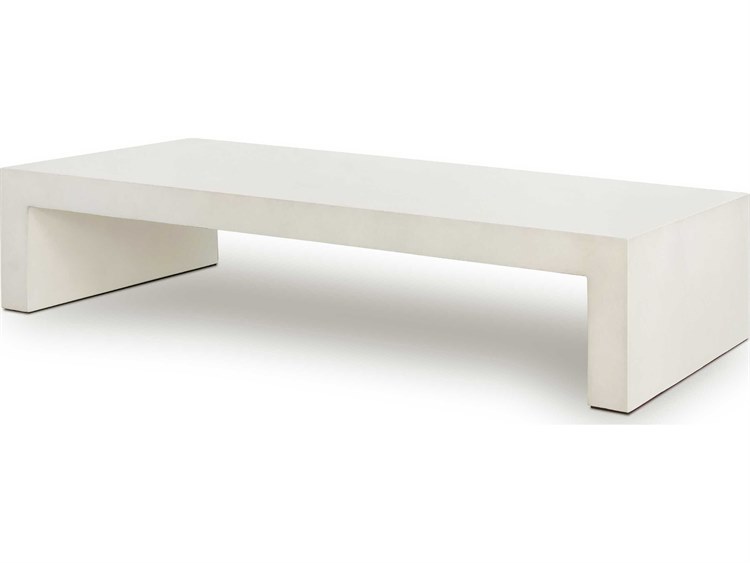 Four Hands Outdoor Bina White Concrete Rectangular Coffee Table | FHO107703003