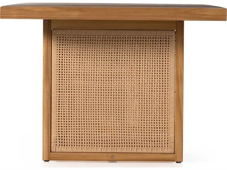 Four Hands Outdoor Duvall Natural Teak / Faux Rattan Rectangular Dining ...