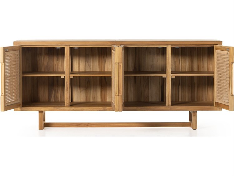 Four Hands Outdoor Duvall Natural Teak / Faux Rattan Rectangular ...