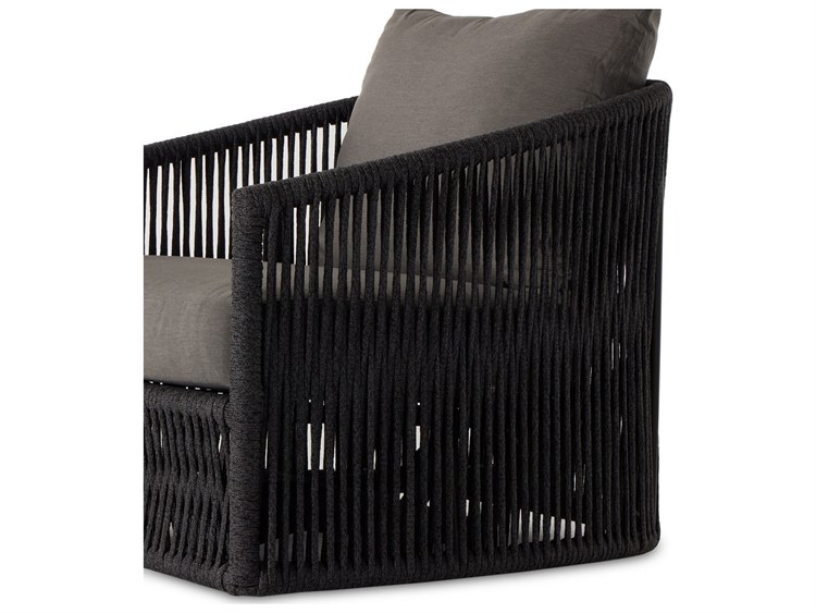 Four Hands Outdoor Solano Bronze / Thick Dark Grey Rope Swivel Lounge ...