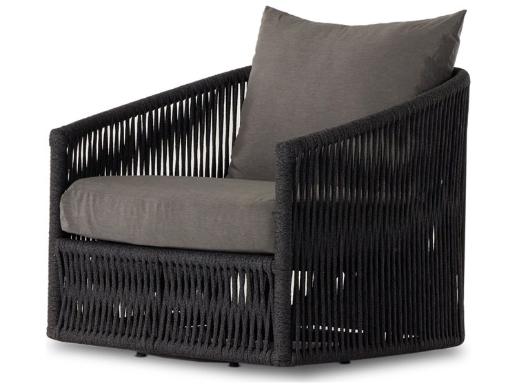 Four Hands Outdoor Solano White Aluminum / Ivory Rope Swivel Lounge ...