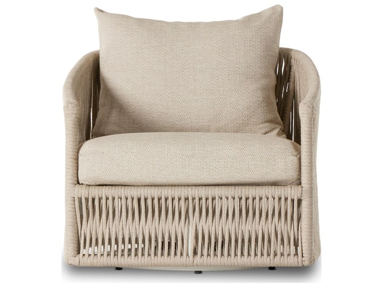 Four Hands Outdoor Solano White Aluminum / Ivory Rope Swivel Lounge ...