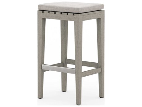 Four Hands Outdoor Solano Washed Brown Teak Bar Stool with Faye Sand ...