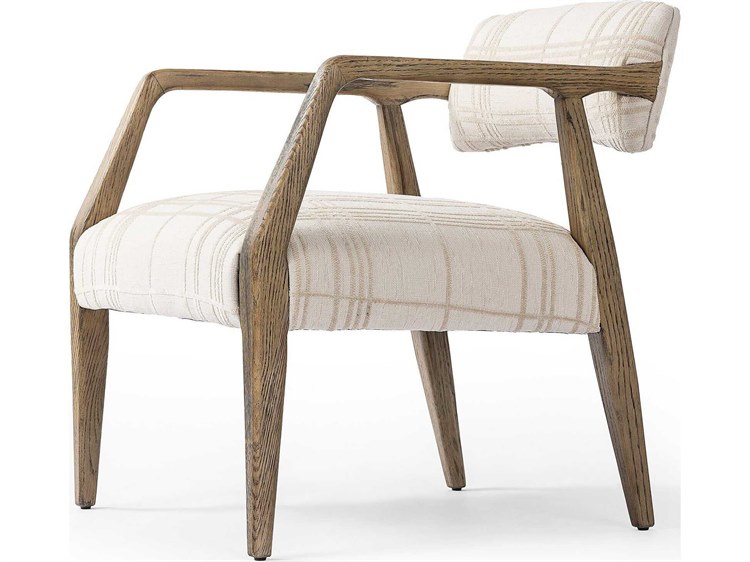 Four Hands Abbott Tyler Oak Wood Beige Upholstered Arm Dining Chair ...