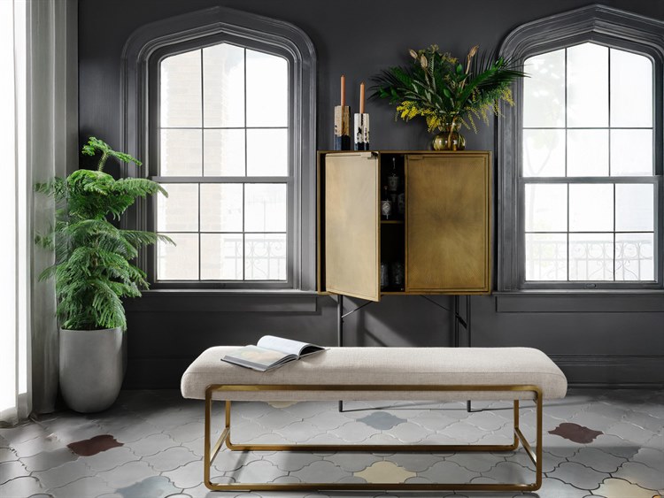 Four Hands Tracey Boyd For Polished Brass Thames Cream Upholstered ...
