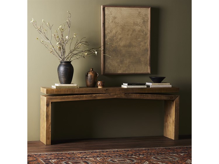 Four Hands Sierra Matthes Rectangular Wood Rustic Natural Console Table ...