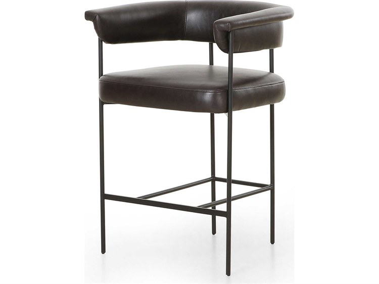 Four Hands Grayson Carrie Upholstered Light Camel Matte Black Counter ...