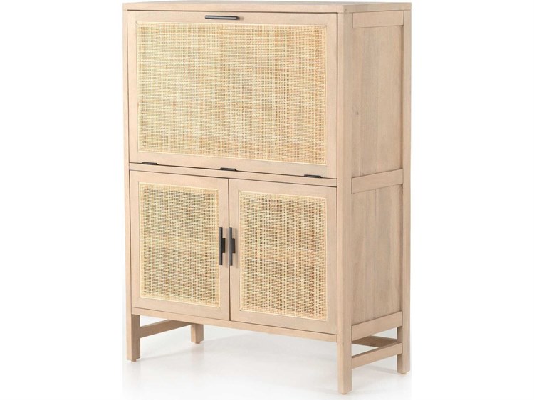 Four Hands Leighton Caprice Black Wash Mango Wood Bar Cabinet | FS109084004