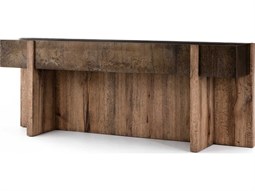 Four Hands Wesson Abaso Rectangular Rustic Wormwood Oak Console Table ...