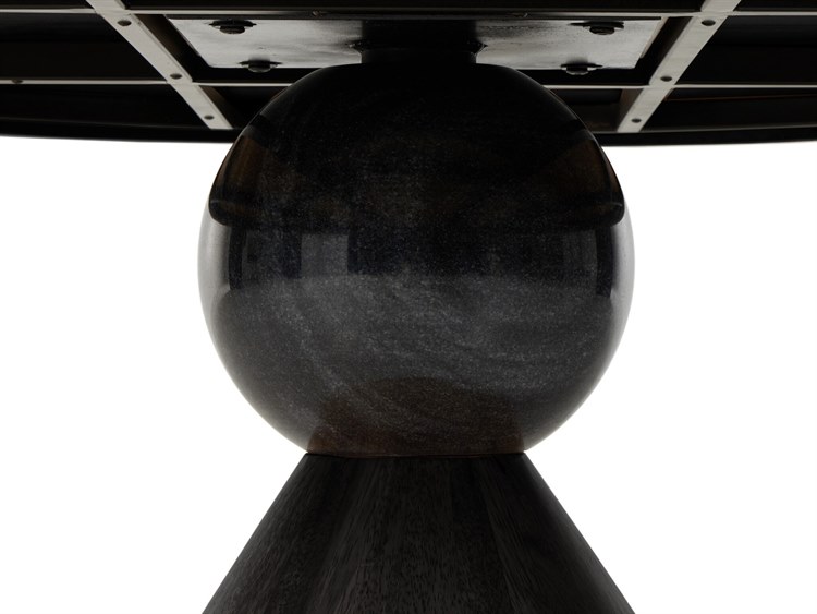 Four Hands Merritt Bibianna Round Worn Black Parawood Marble Dining ...